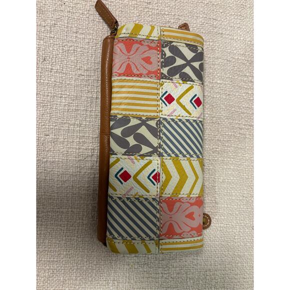 Fossil | Bags | Fossil Wallet Organizer Brown Leather Patchwork Leather ...